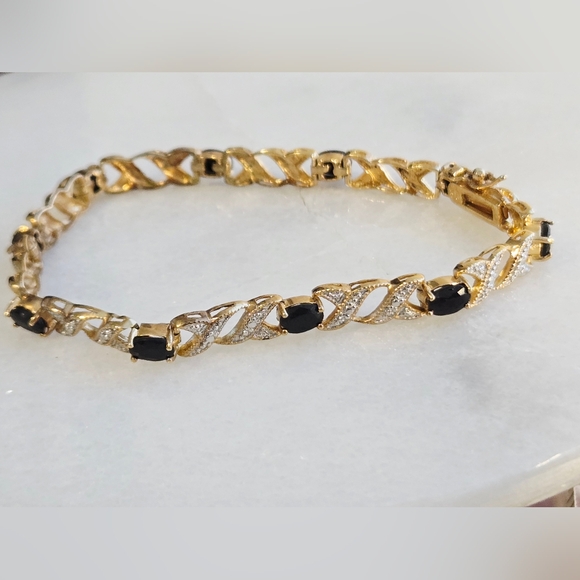 Jewelry | Fas Sterling Silver925 Tennis Bracelet With Gold Vermeil And ...